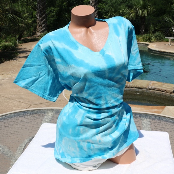 Artisan Hand Dyed | Tops | New 2628 4x Boho Hand Dyed Turquoise Tie Dye ...